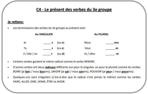 C3 - Le présent des verbes du 3e groupe